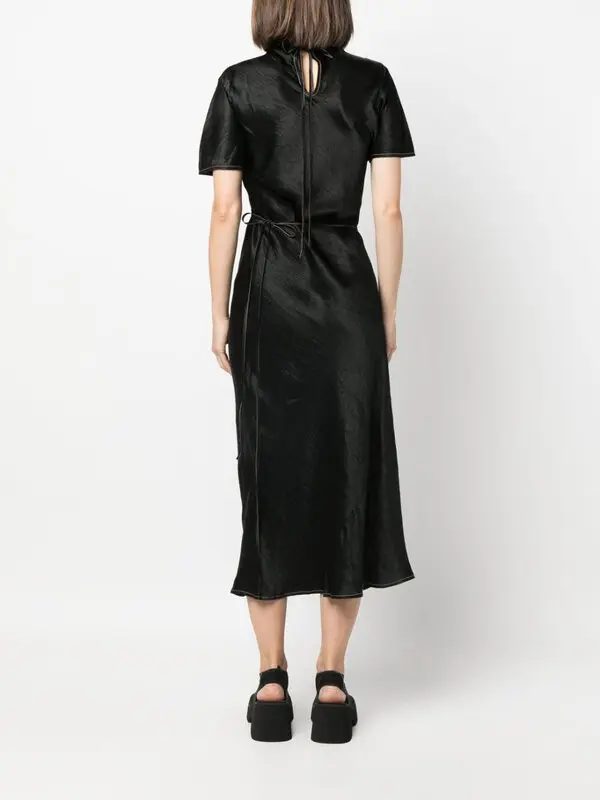 Acne Studios Satin Wrap Midi Dress In Black - 40% Off | Editorialist