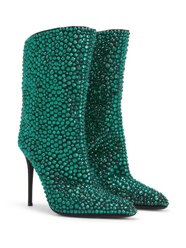 GIUSEPPE ZANOTTI 105mm Merissa Sparkle Boots - Green