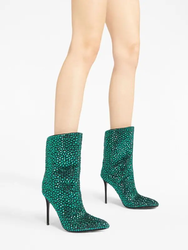 GIUSEPPE ZANOTTI 105mm Merissa Sparkle Boots - Green