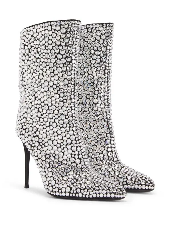 GIUSEPPE ZANOTTI Merissa Sparkle 105mm Boots - Silver