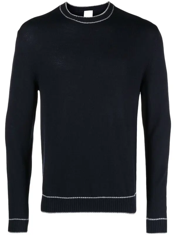 Eleventy Stripe-detail Wool Sweatshirt - Blue