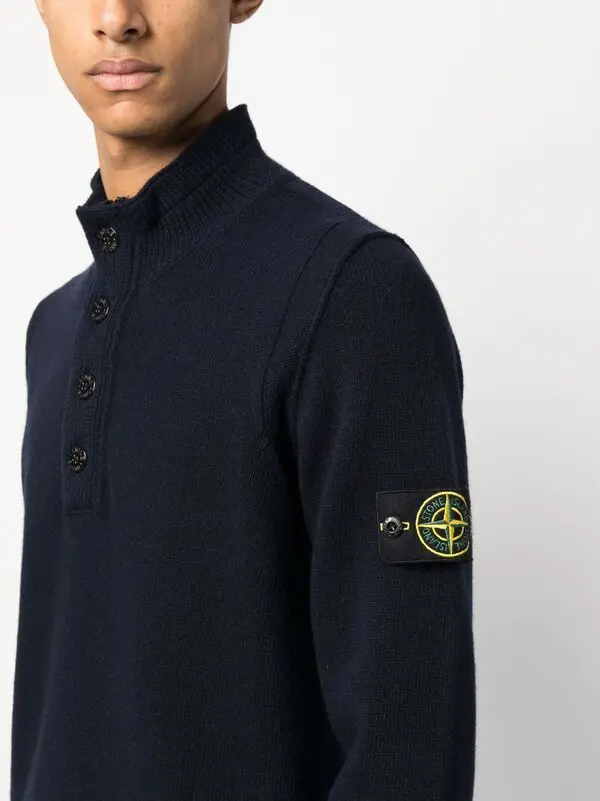 Stone Island Compass-patch Button-fastenign Jumper