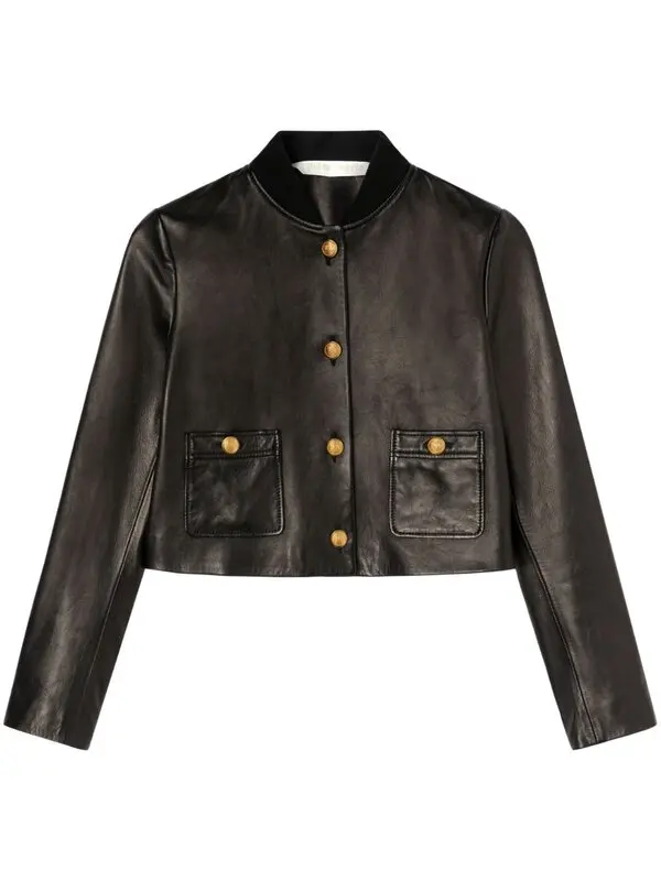 Palm Angels Cropped Leather Jacket