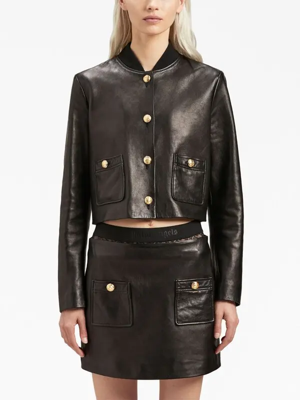 Palm Angels Cropped Leather Jacket
