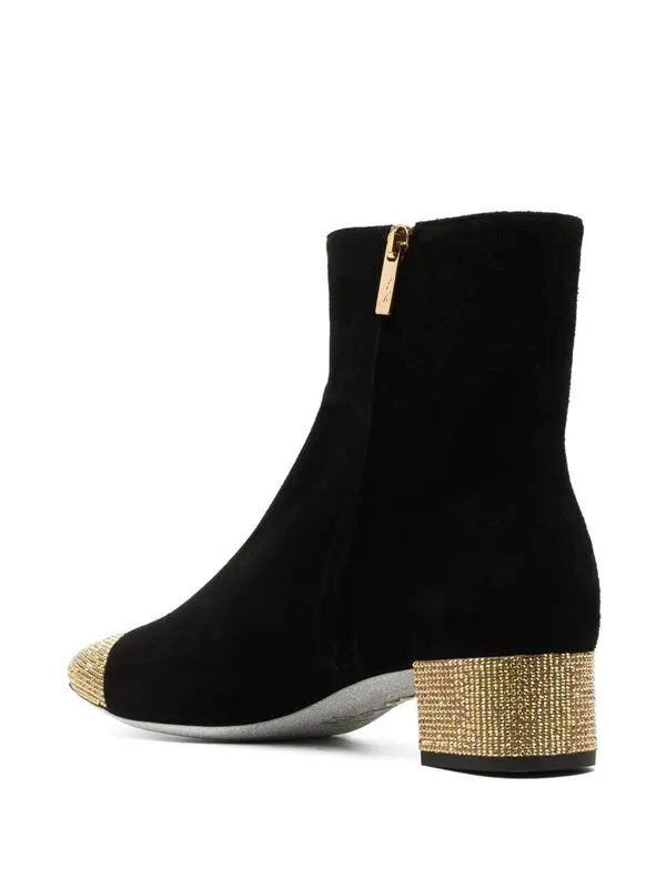 Rene Caovilla 40mm Rhinestone-embellished Suede Boots - Black