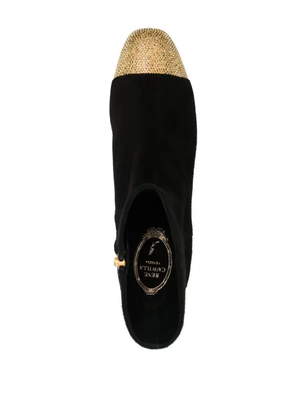 Rene Caovilla 40mm Rhinestone-embellished Suede Boots - Black