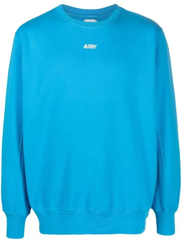 AUTRY Logo-flocked Cotton Sweatshirt - Blue