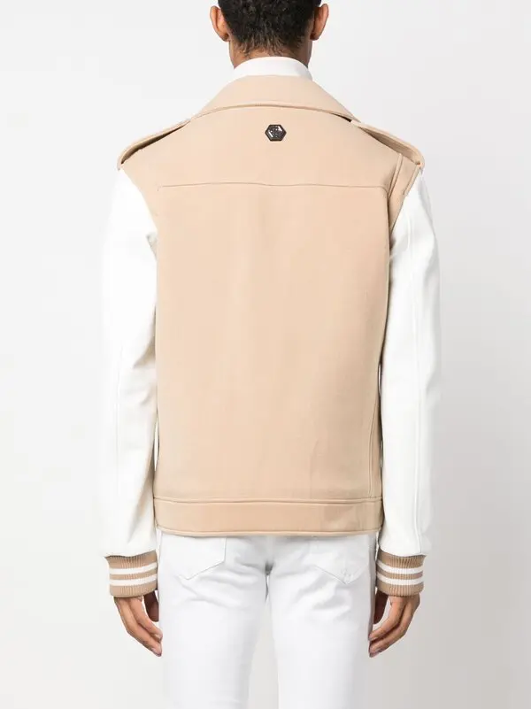 Philipp Plein Leather Biker Jacket - Neutrals