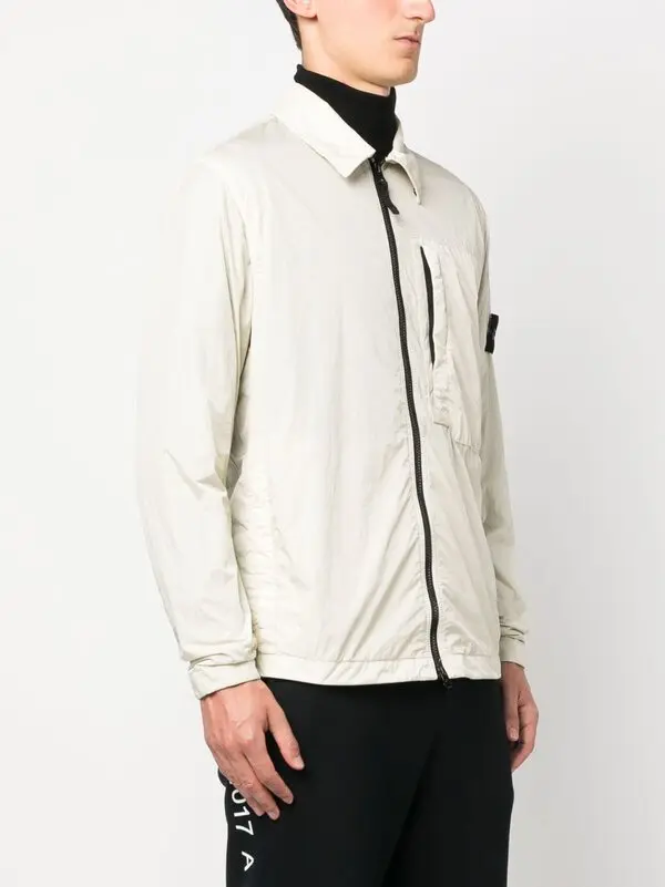 Stone Island Lightweight Zip-up Jacket With Compass Patch - Neutrals