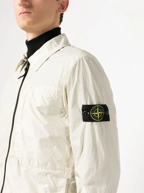 Stone Island Lightweight Zip-up Jacket With Compass Patch - Neutrals