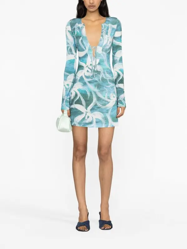 LOUISA BALLOU Floral Print Minidress