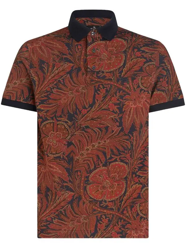 Etro Floral-print Cotton Polo Shirt