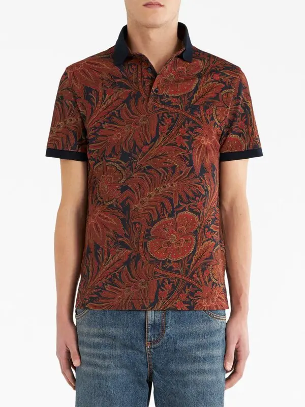 Etro Floral-print Cotton Polo Shirt