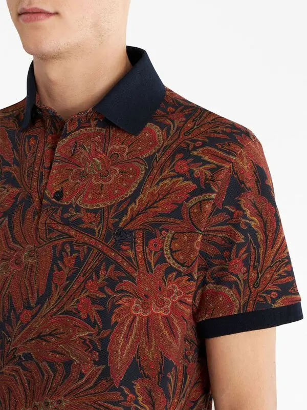 Etro Floral-print Cotton Polo Shirt