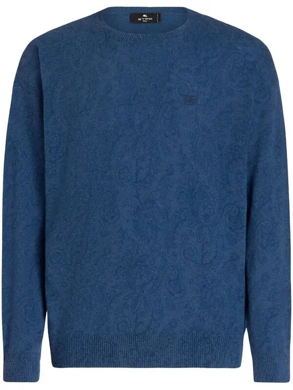 Etro Logo-embroidered Wool Jumper - Blue