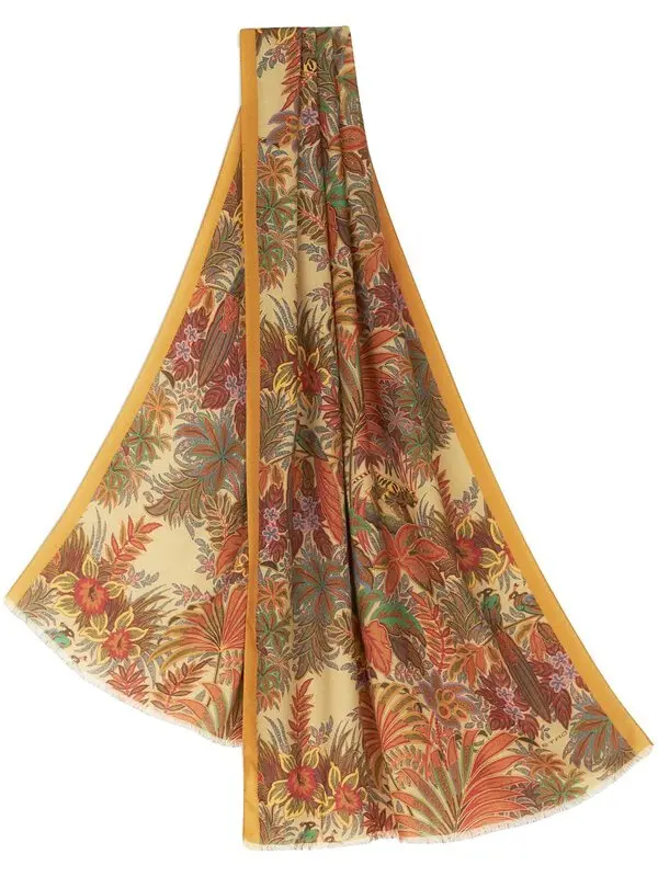 Etro Floral-print Frayed-edge Scarf - Multicolour