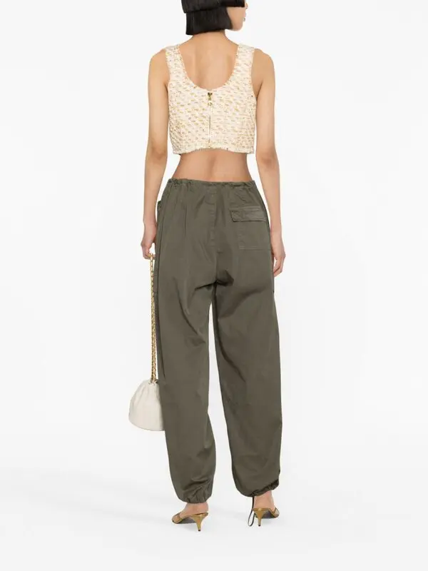 Balmain Button-embellished Tweed Cropped Top