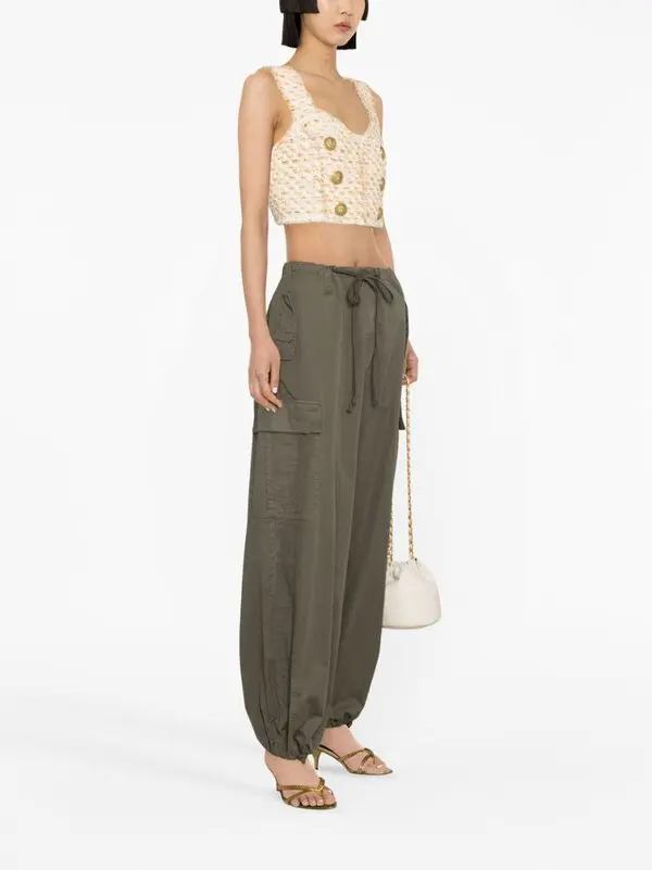 Balmain Button-embellished Tweed Cropped Top
