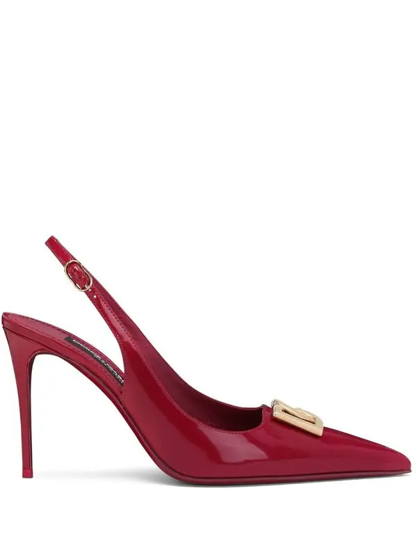 Dolce & Gabbana Logo Plaque Heeled Slingback Pumps