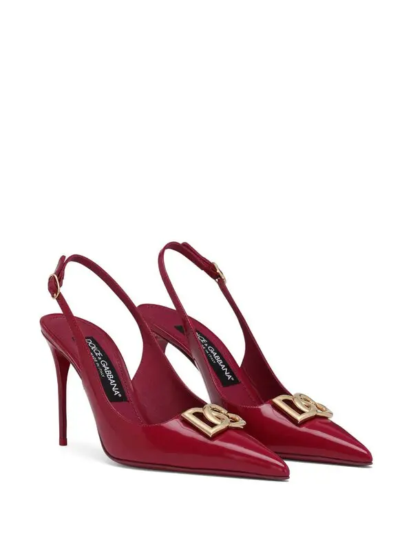 Dolce & Gabbana Logo Plaque Heeled Slingback Pumps