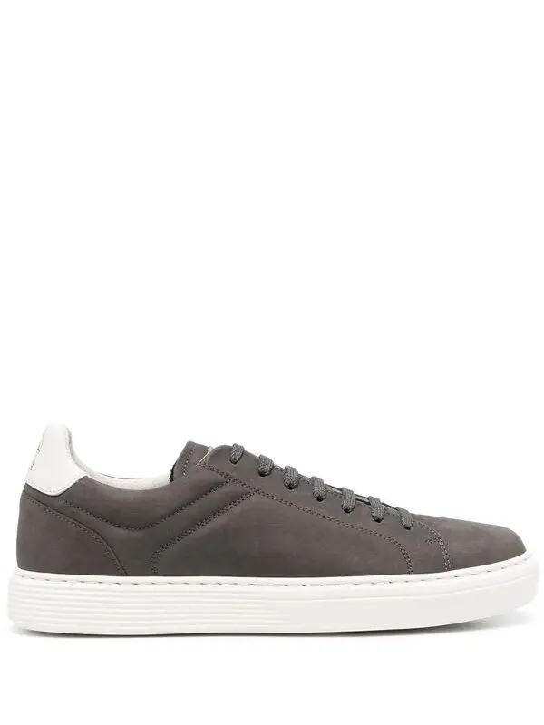 Brunello Cucinelli Nubuck Leather Low-top Sneakers - Grey