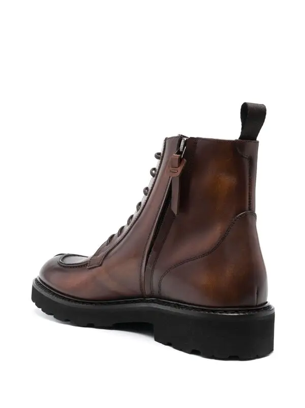 Canali Almond-toe Leather Ankle Boots
