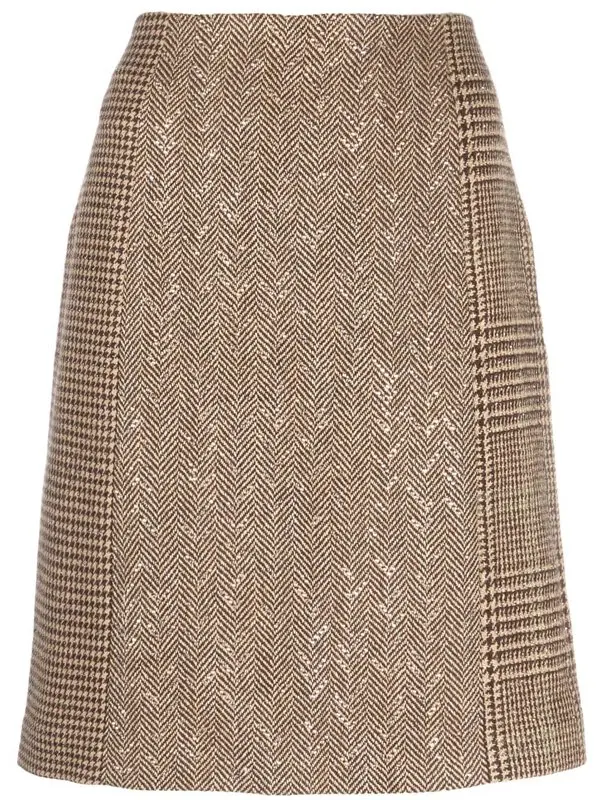 Ralph Lauren Houndstooth-pattern Straight Skirt