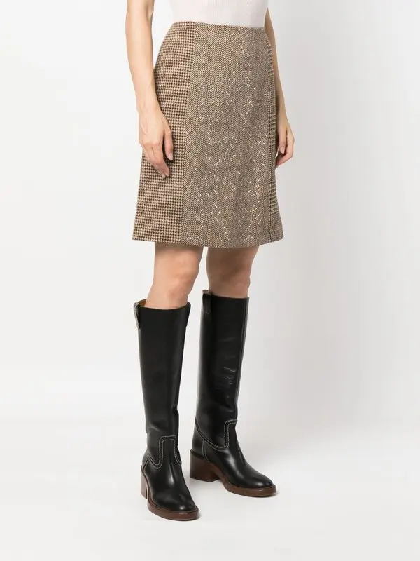 Ralph Lauren Houndstooth-pattern Straight Skirt