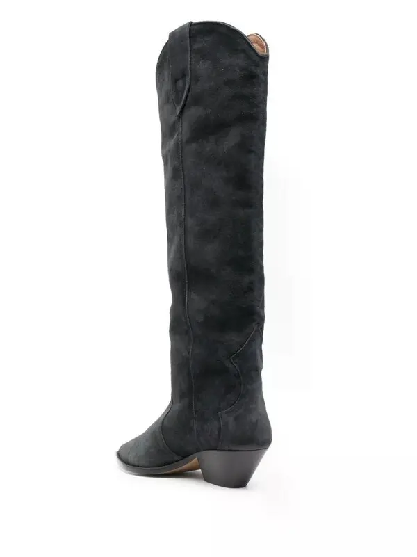 Isabel Marant Étoile Denvee Suede Calfskin Leather Boots - Black