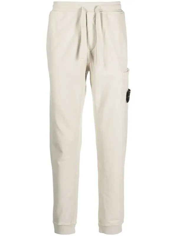Stone Island Compass-patch Cotton Track Pants - Neutrals