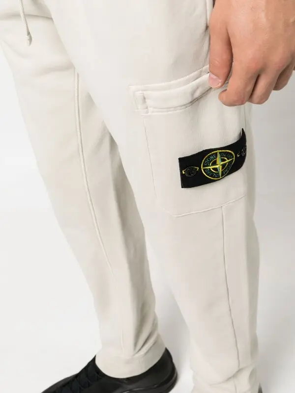 Stone Island Compass-patch Cotton Track Pants - Neutrals