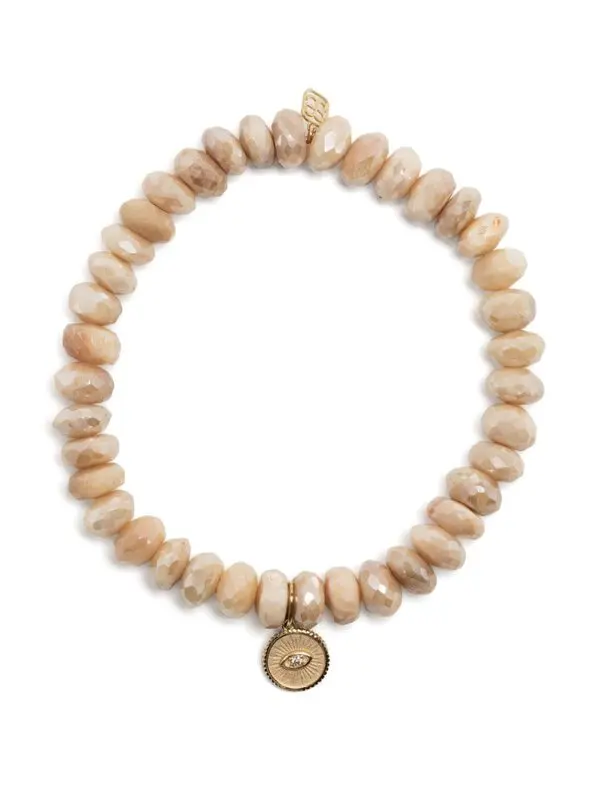 SYDNEY EVAN 14kt Yellow Gold Evil Eye Beaded Bracelet - Neutrals