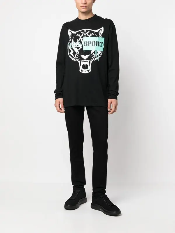 PLEIN SPORT Tiger-motif Long-sleeved T-shirt