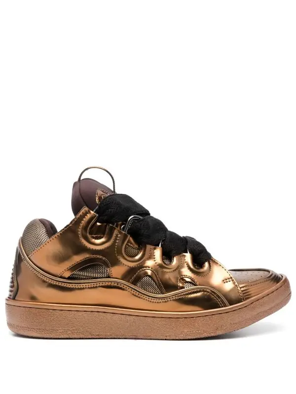 LANVIN Curb Lace-up Sneakers - Brown