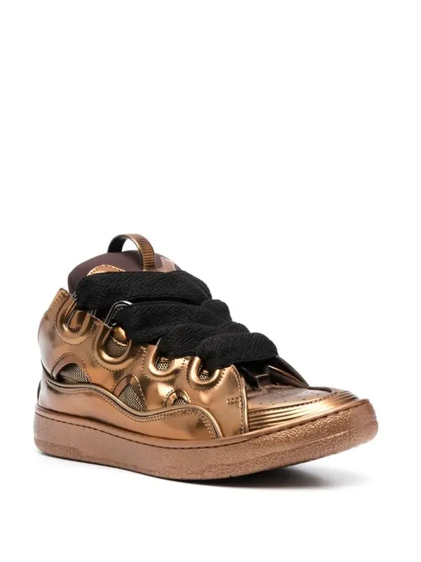 LANVIN Curb Lace-up Sneakers - Brown