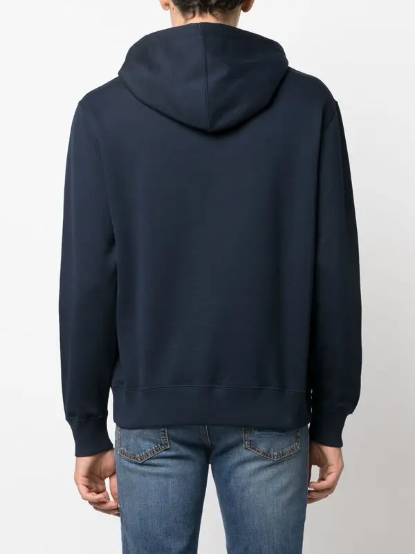 Etro Logo-embroidered Cotton Hoodie - Blue
