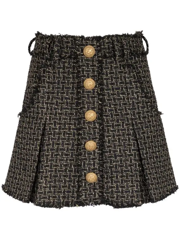 Balmain Tweed Pleated Mini Skirt