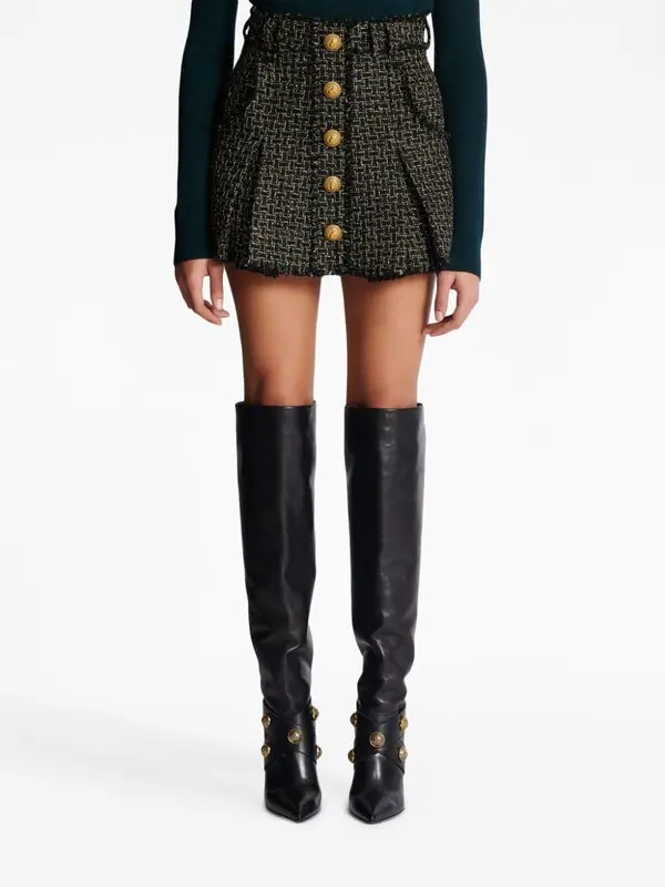Balmain Tweed Pleated Mini Skirt