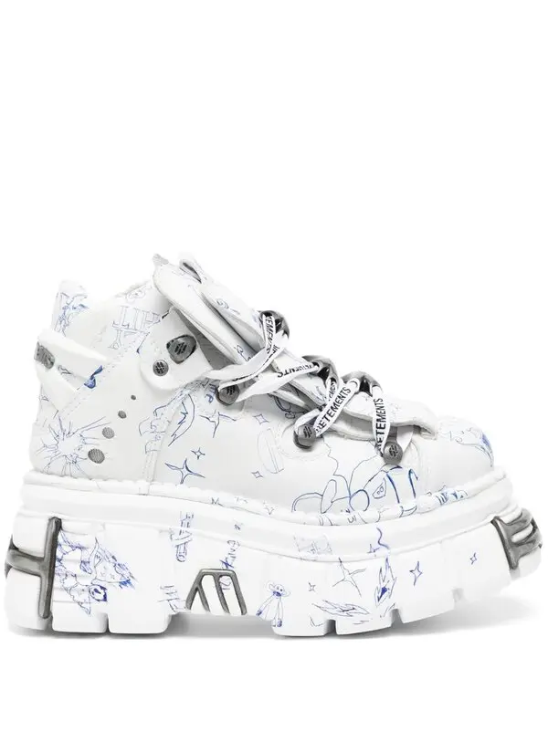 Vetements X New Rock Platform Sneakers In White - 42% Off