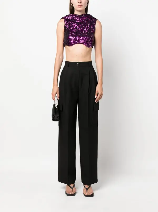 Nervi Sequin-embellished Crop Top