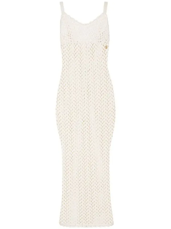 Dolce & Gabbana Crochet-knit Midi Dress - Neutrals