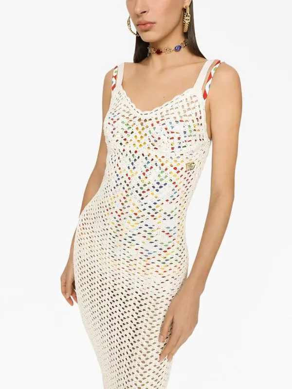 Dolce & Gabbana Crochet-knit Midi Dress - Neutrals