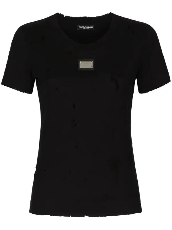 Dolce & Gabbana Distressed-effect Logo-plaque T-shirt