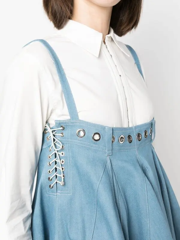 ludovic de saint sernin denim babydoll dress LUDOVIC DE SAINT SERNIN Denim Square Neck Baby Doll Mini Dress Ludovic de  Saint Sernin