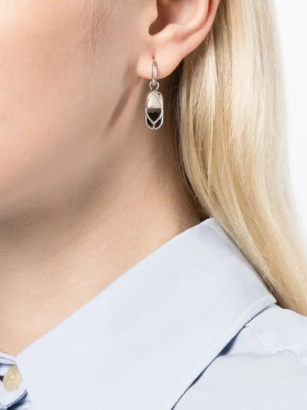CAPSULE ELEVEN Onyx Hoop Earring - Silver
