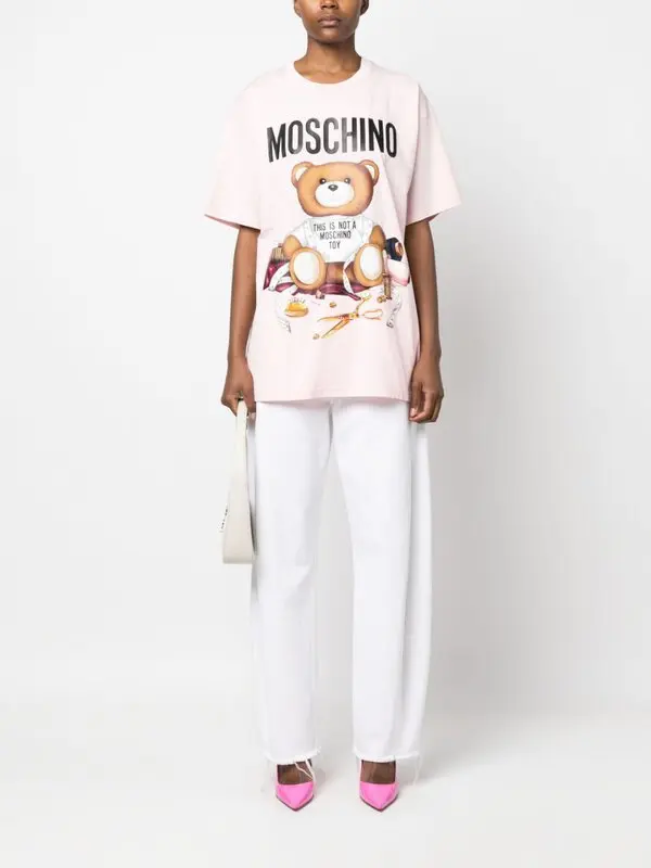 Moschino Teddy Bear-print Cotton T-shirt - Pink