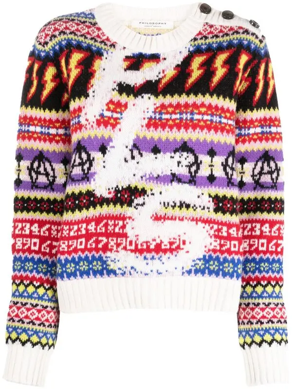 Philosophy Di Lorenzo Serafini Intarsia-knit Jumper - White