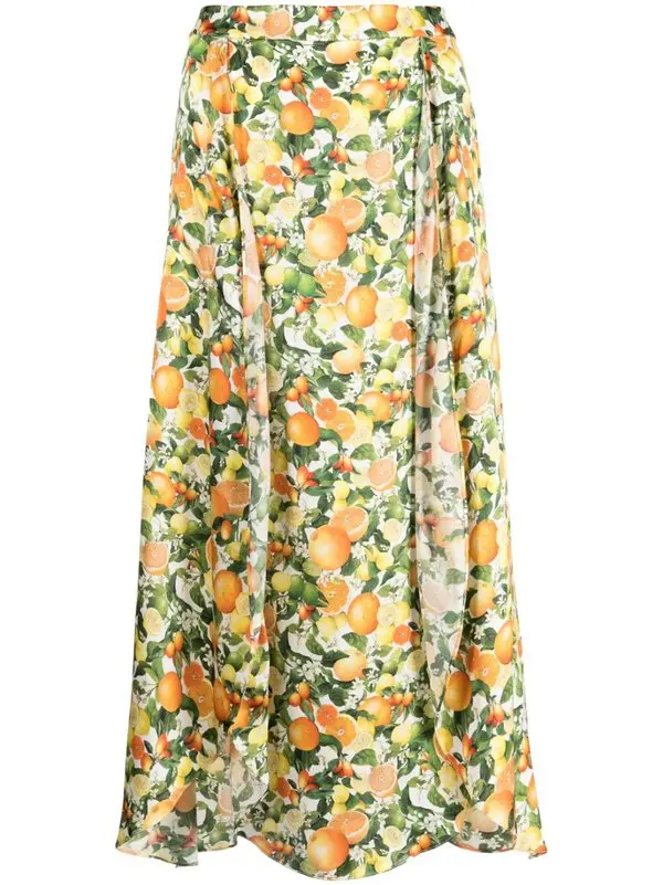 Stella McCartney Fruit Print Midi Skirt - Green