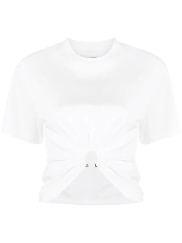 Rabanne Gathered Cotton T-shirt - White