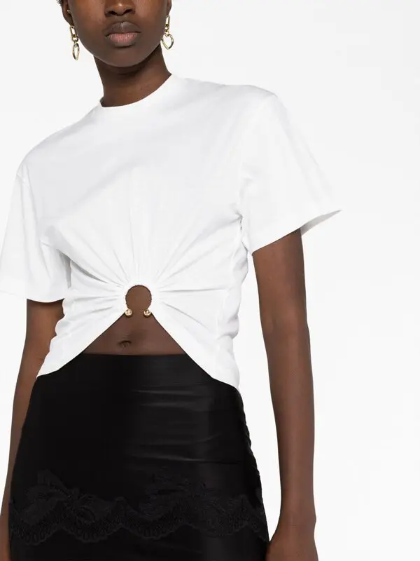 Rabanne Gathered Cotton T-shirt - White